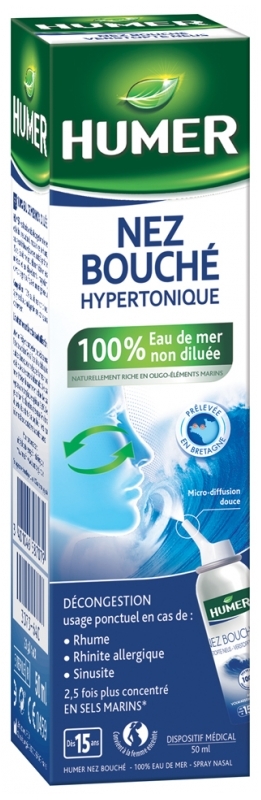 HUMER - Nez Bouché Hypertonique 100% Eau de Mer Non Diluée - 50 ml ...