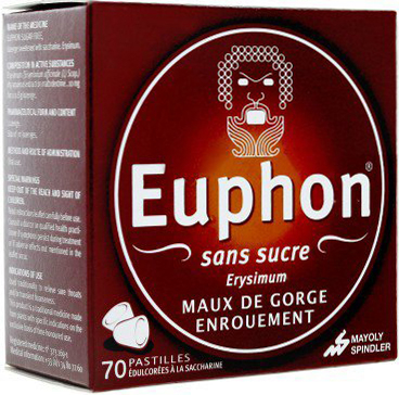 Euphon Erysimum Sans Sucre Maux de Gorge Enrouement - 70 pastilles ...