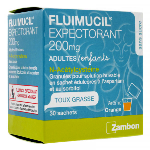 FLUIMUCIL - Solution Buvable Expectorante 200 mg Granules - 30 sachets ...