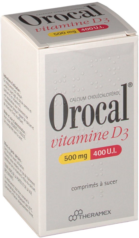 Orocal Vitamine D3 500 mg/400 U.I. - 180 comprimés à sucer citron ...