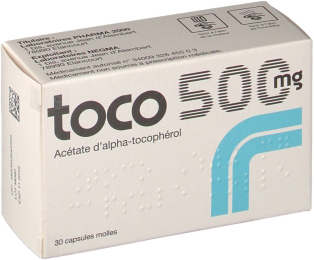 Toco 500 mg Vitamine E - 30 capsules | Pharmacie & parapharmacie en ligne